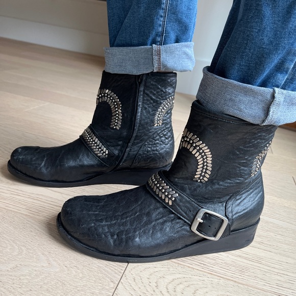 Calleen Cordero | Shoes | Calleen Cordero Black Leather Moto Boot With ...